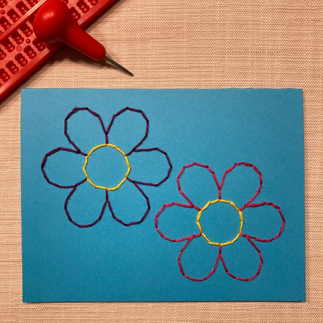 Two Flowers - Embroidered Braille Card - Etsy