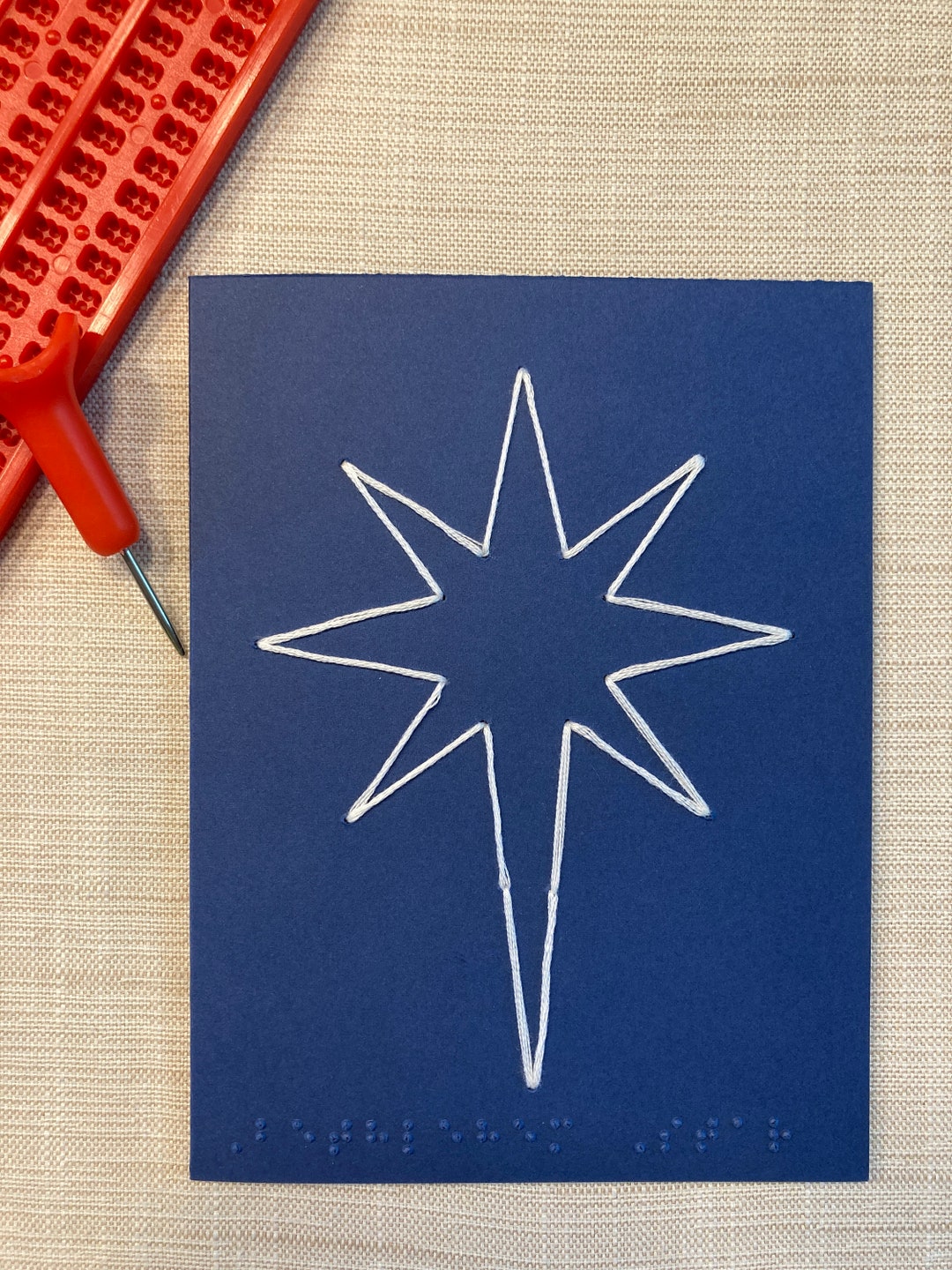 Star of Bethlehem - Embroidered Braille Card - Etsy