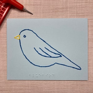 Bluebird - Embroidered Braille Card - Etsy