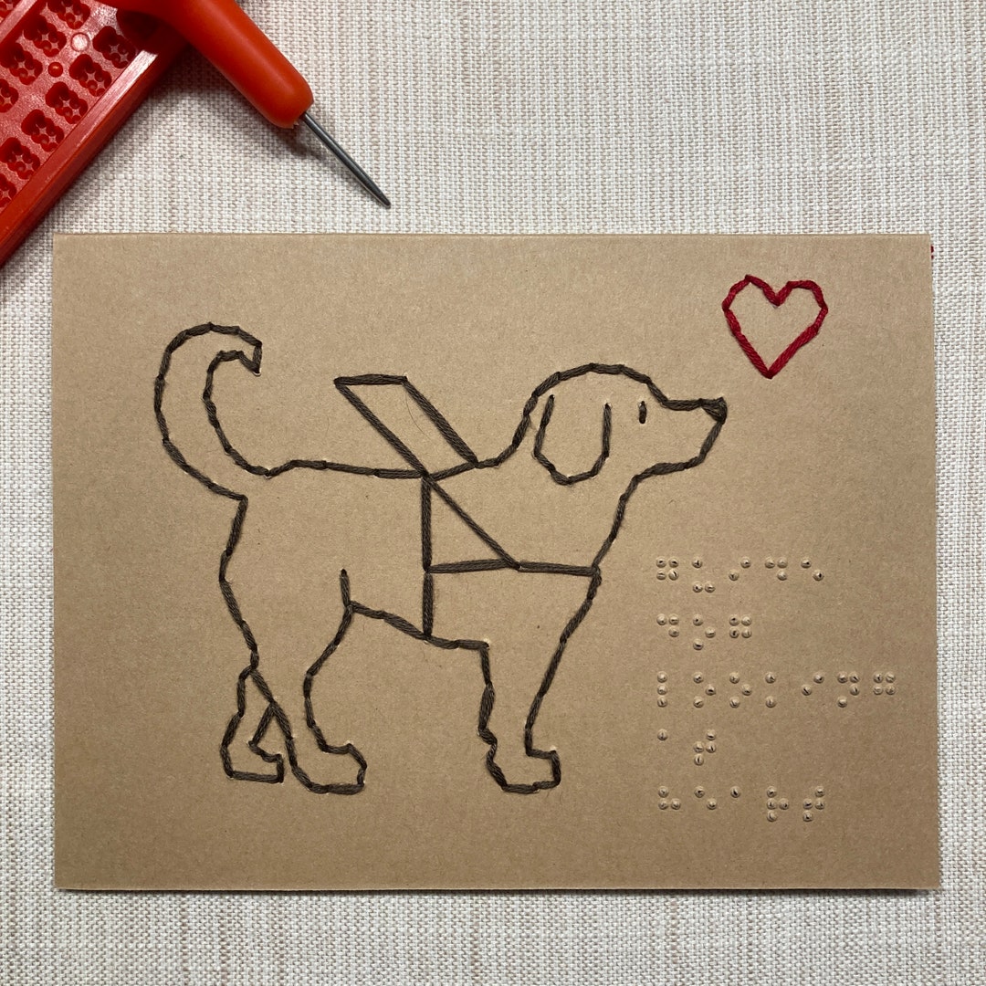 Guide Dog With Heart - Embroidered Braille Card - Etsy