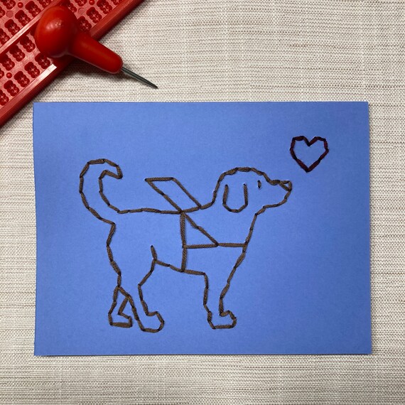 Guide Dog With Heart Embroidered Braille Card | Etsy