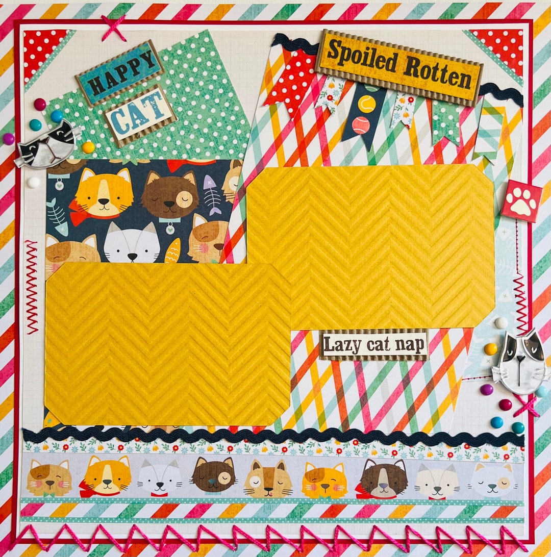 Happy Cat 12x12 Scrapbook Page - Etsy