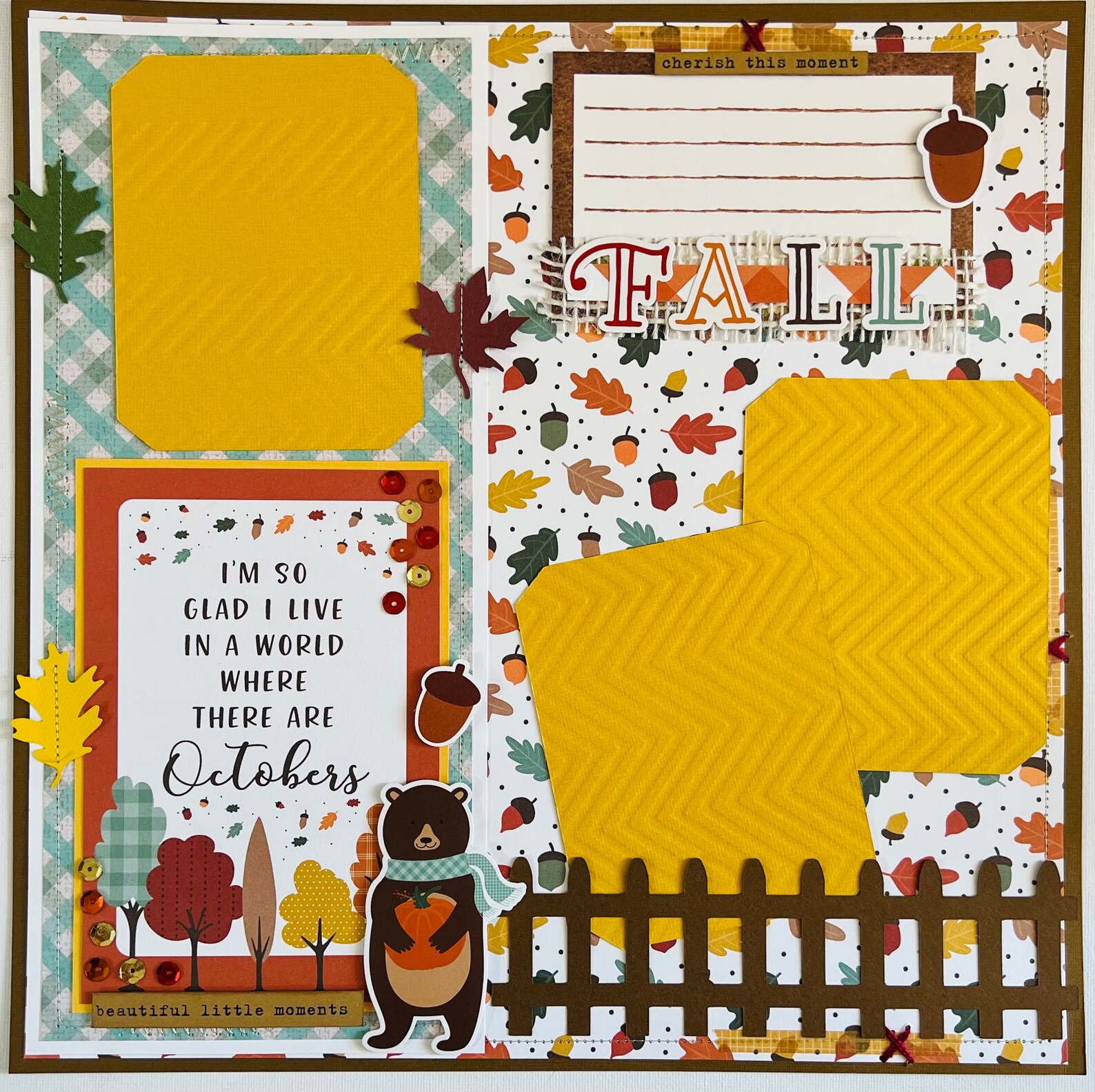 Fall Theme 12x12 Pre Made Scrapbook Page - Etsy