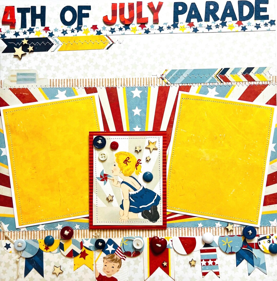 4th of July Parade/ Pre Made 12x12 Scrapbooking Page/ Premade Page ...
