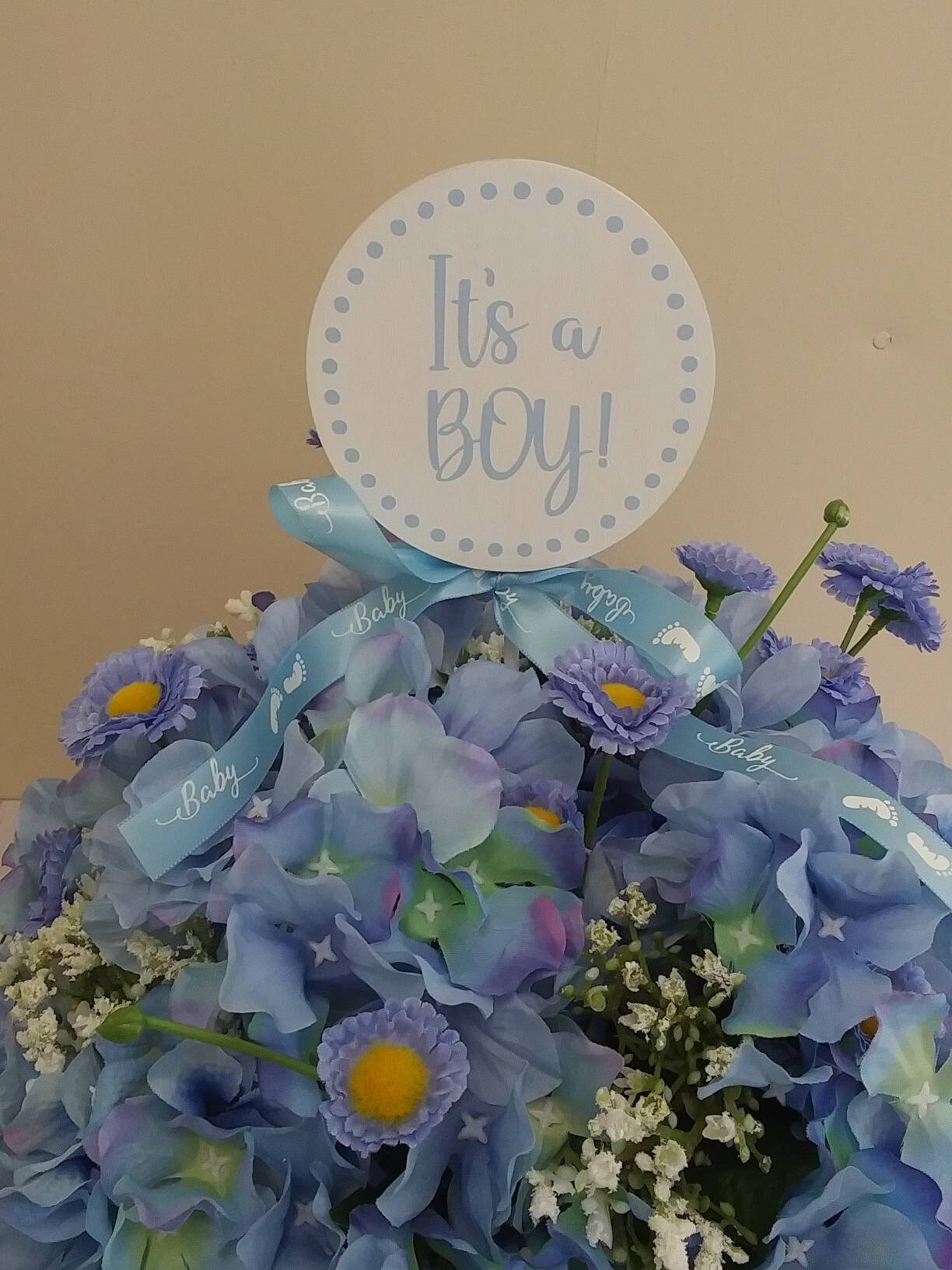 Blue Baby Boy Floral Baby Shower Arrangement - Etsy