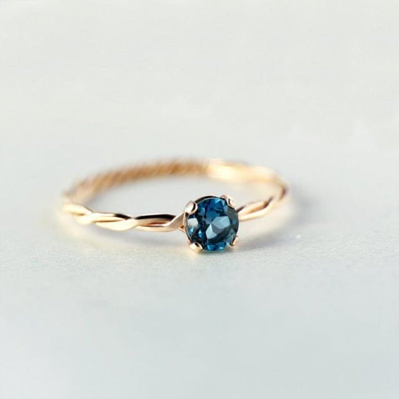 Fancy Ring - London Blue Topaz Ring - Dainty Ring Gift - Handmade 925 ...