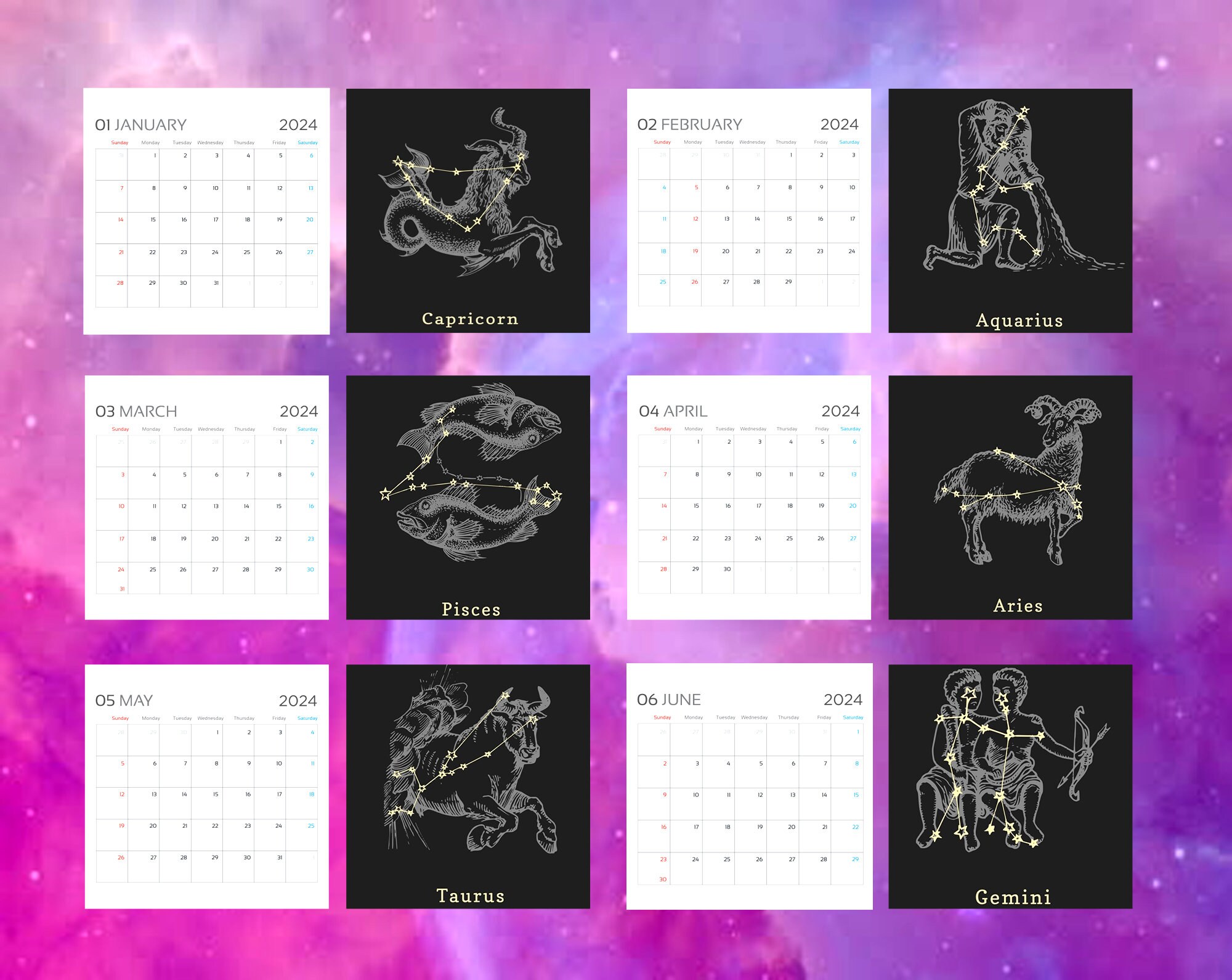 Zodiac Calendar 2024 | Celebrity Calendar | 2024 Wall Calendar sold by ...