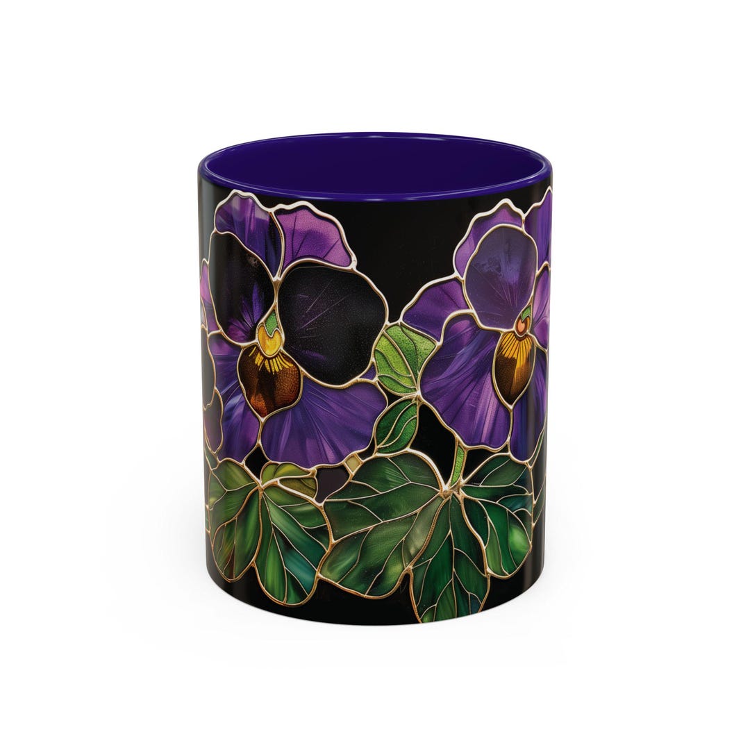 Floral African Violets Stained-glass Inspired Ceramic Mug, 11 Oz - Etsy