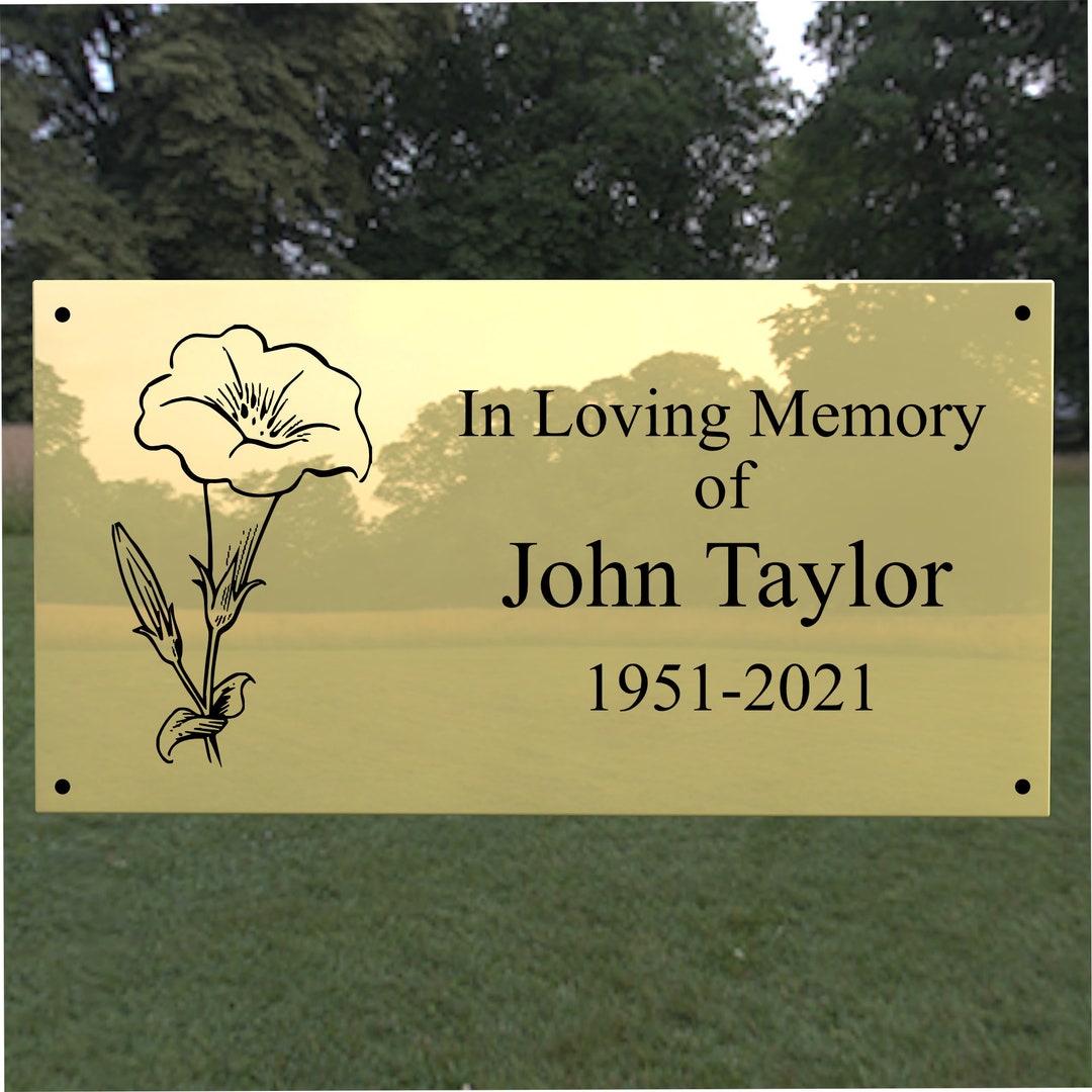 Lily Engraved Memorial Rectangular Brass Plaque - Etsy