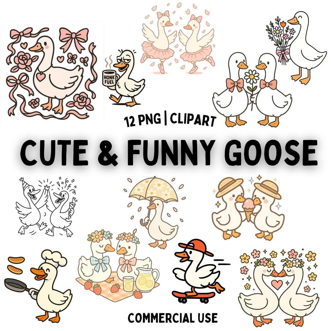 Funny Goose PNG Bundle - Silly Goose Retro Humor Svg, Sassy Animal Cute ...