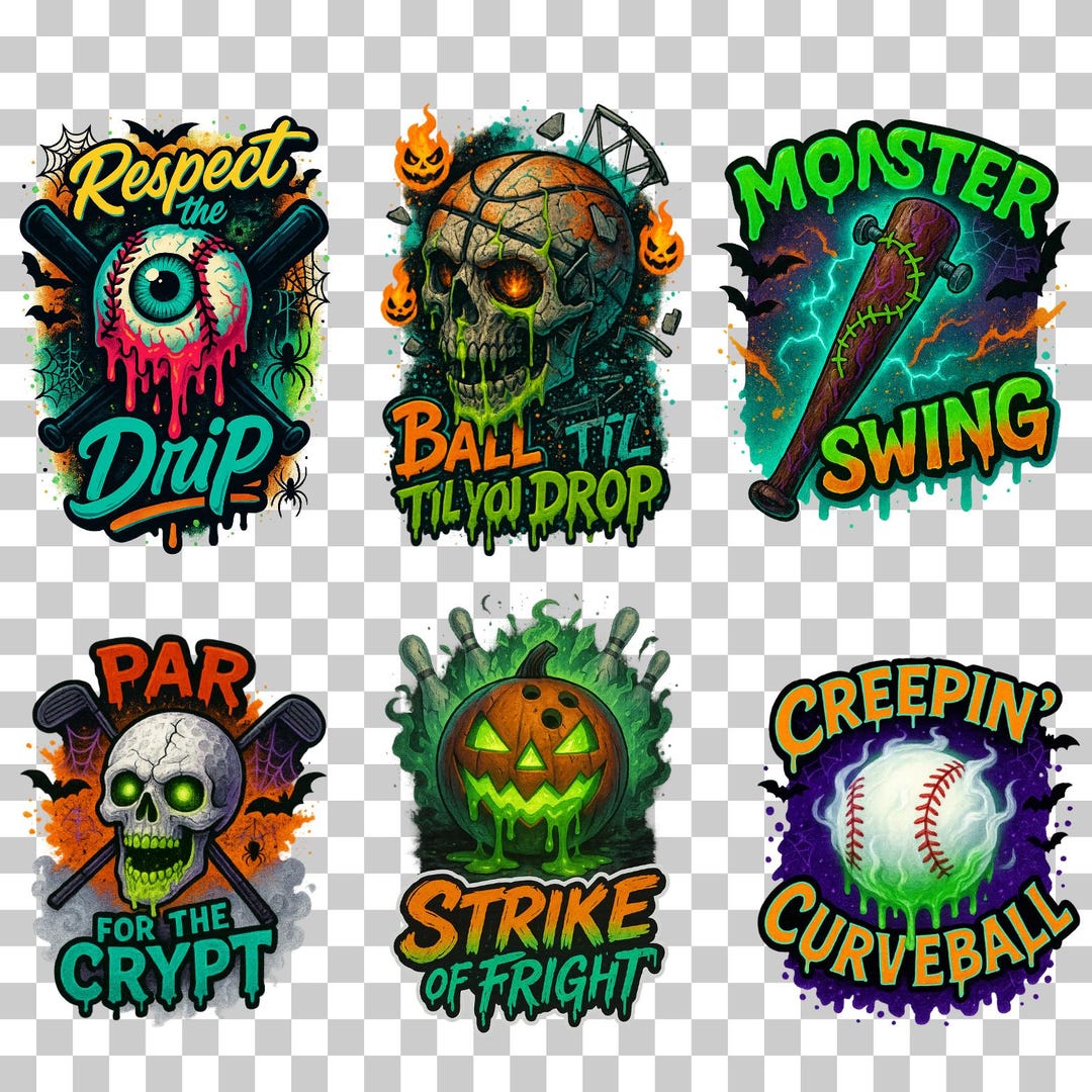 Halloween Baseball PNG Bundle - 6 PNG Halloween Bundle, Respect the ...