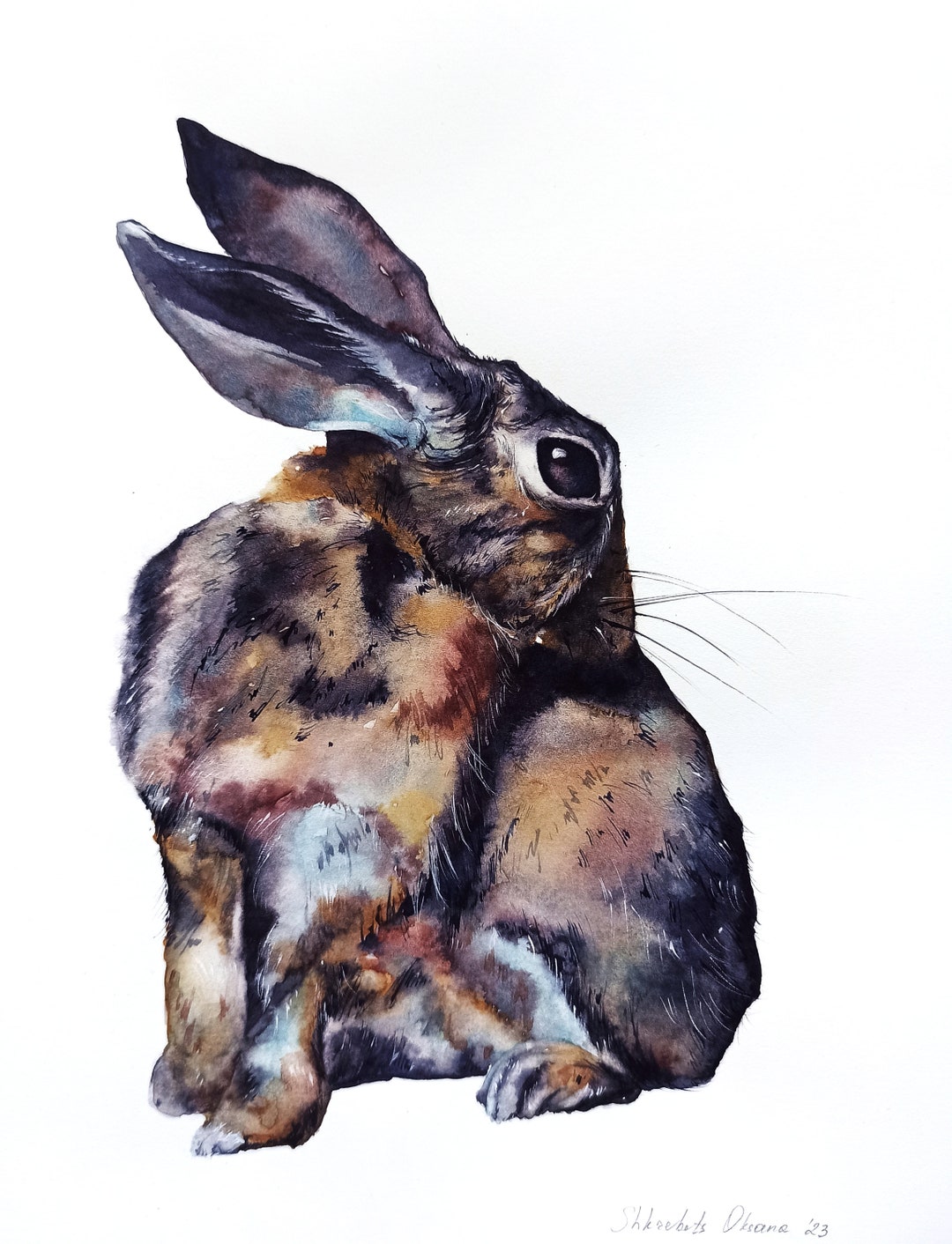 Original Watercolor Rabbit Painting, Watercolor Animal Illustration ...