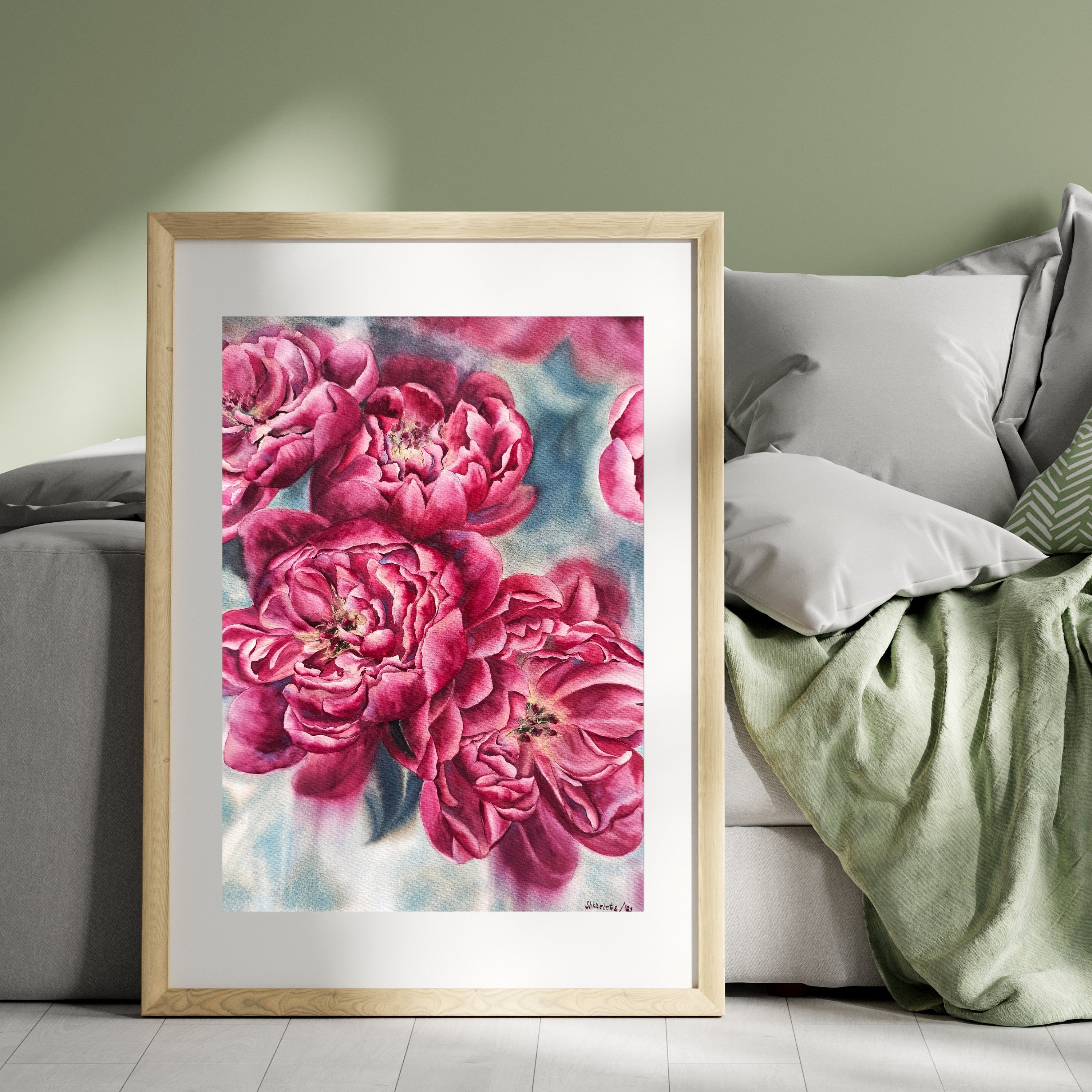 Pink Peonies, Original Watercolor Floral Painting, Peonies Painting ...
