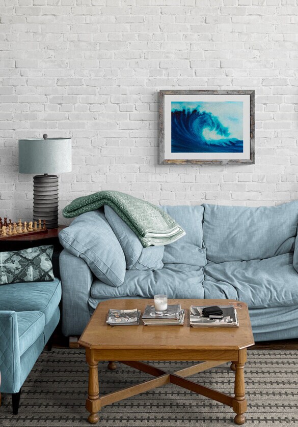 Original Watercolor Blue Wave Painting, Watercolor Realistic Sea Wave ...
