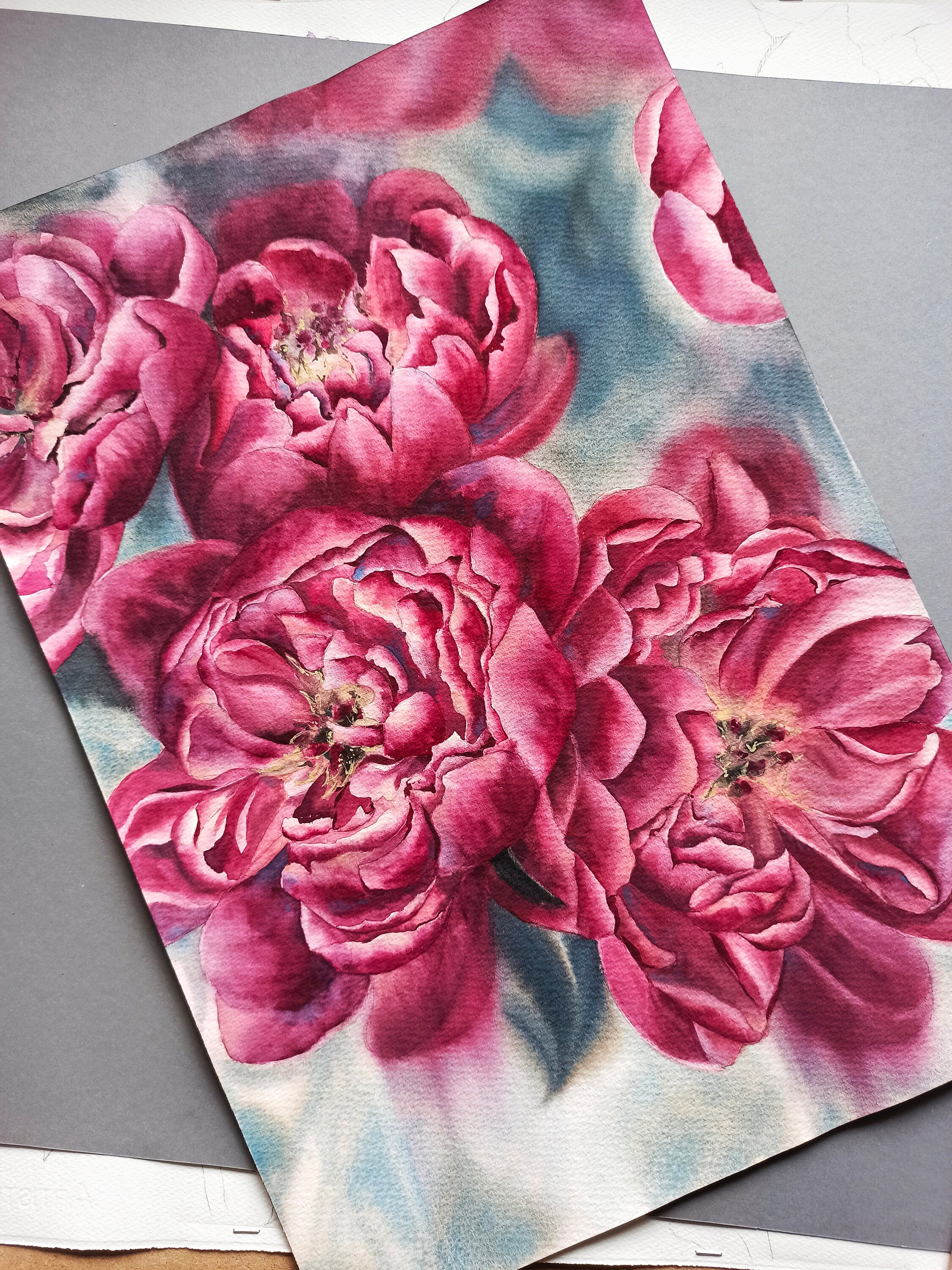 Pink Peonies, Original Watercolor Floral Painting, Peonies Painting ...