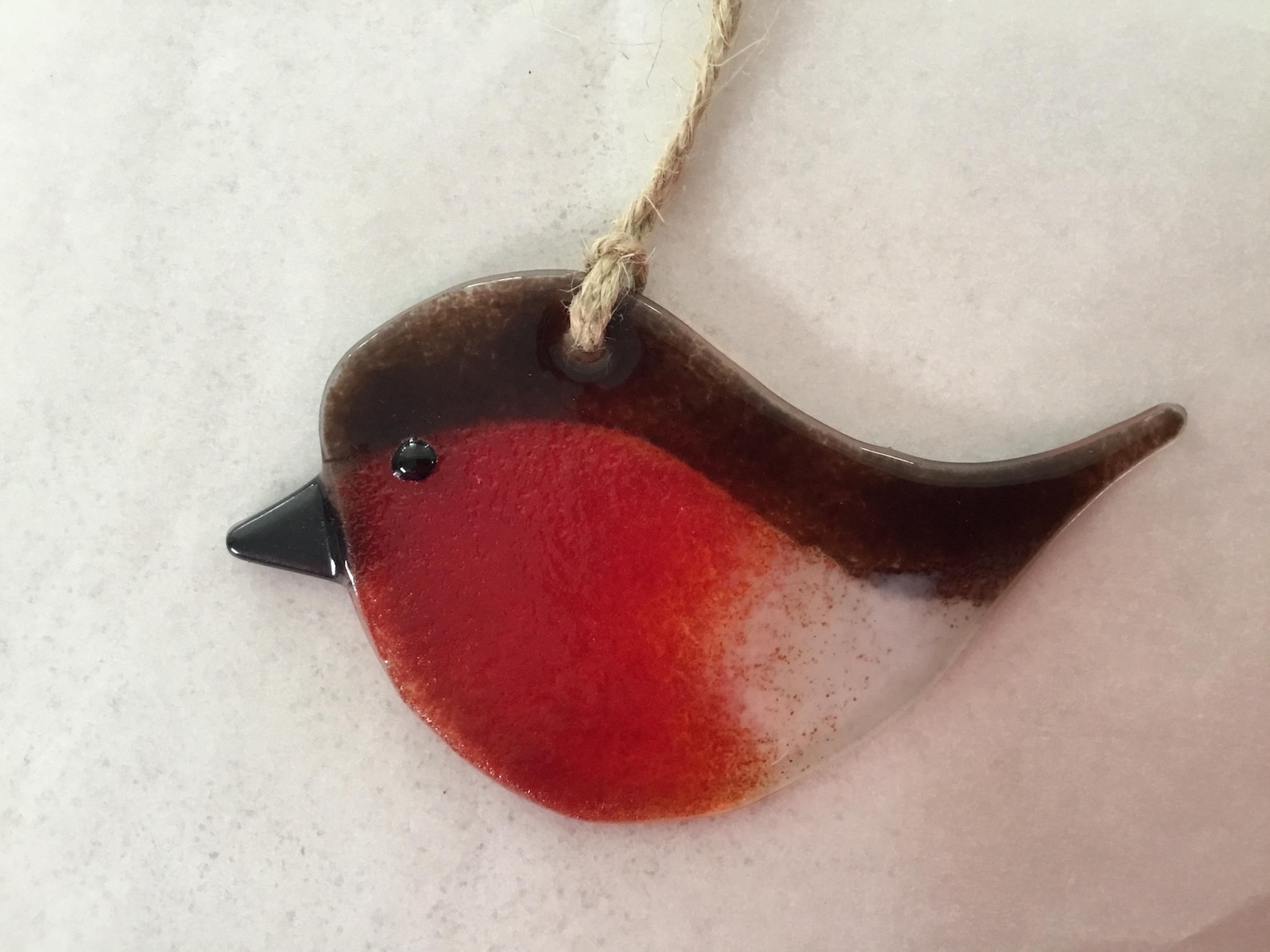 Robin Hanging Decoration. Fused Glass - Etsy UK