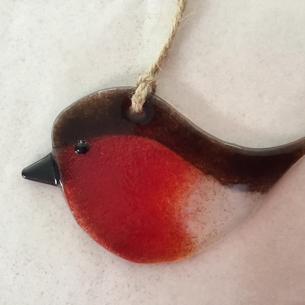 Glass Robin Ornament - Etsy UK