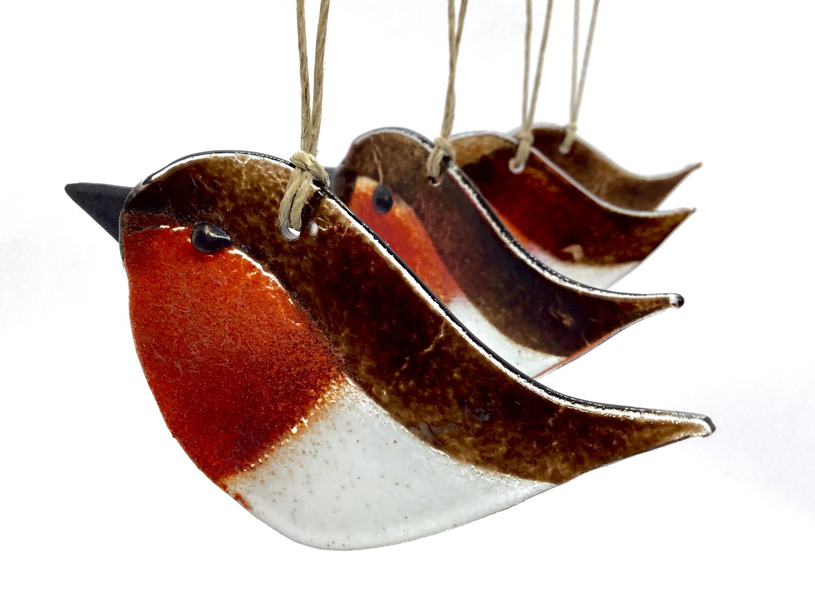 Robin Hanging Decoration. Fused Glass - Etsy UK
