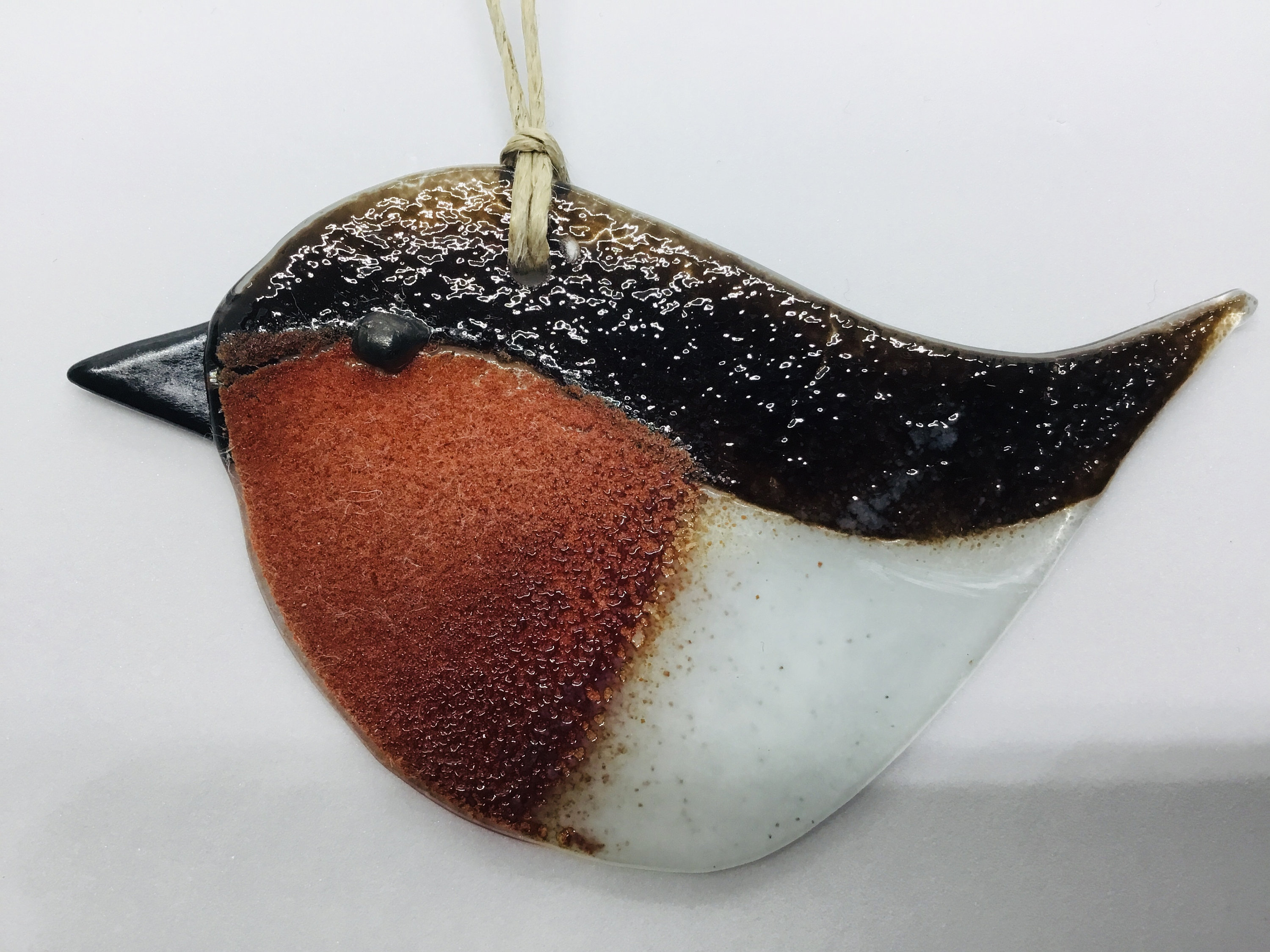 Robin Hanging Decoration. Fused Glass - Etsy UK