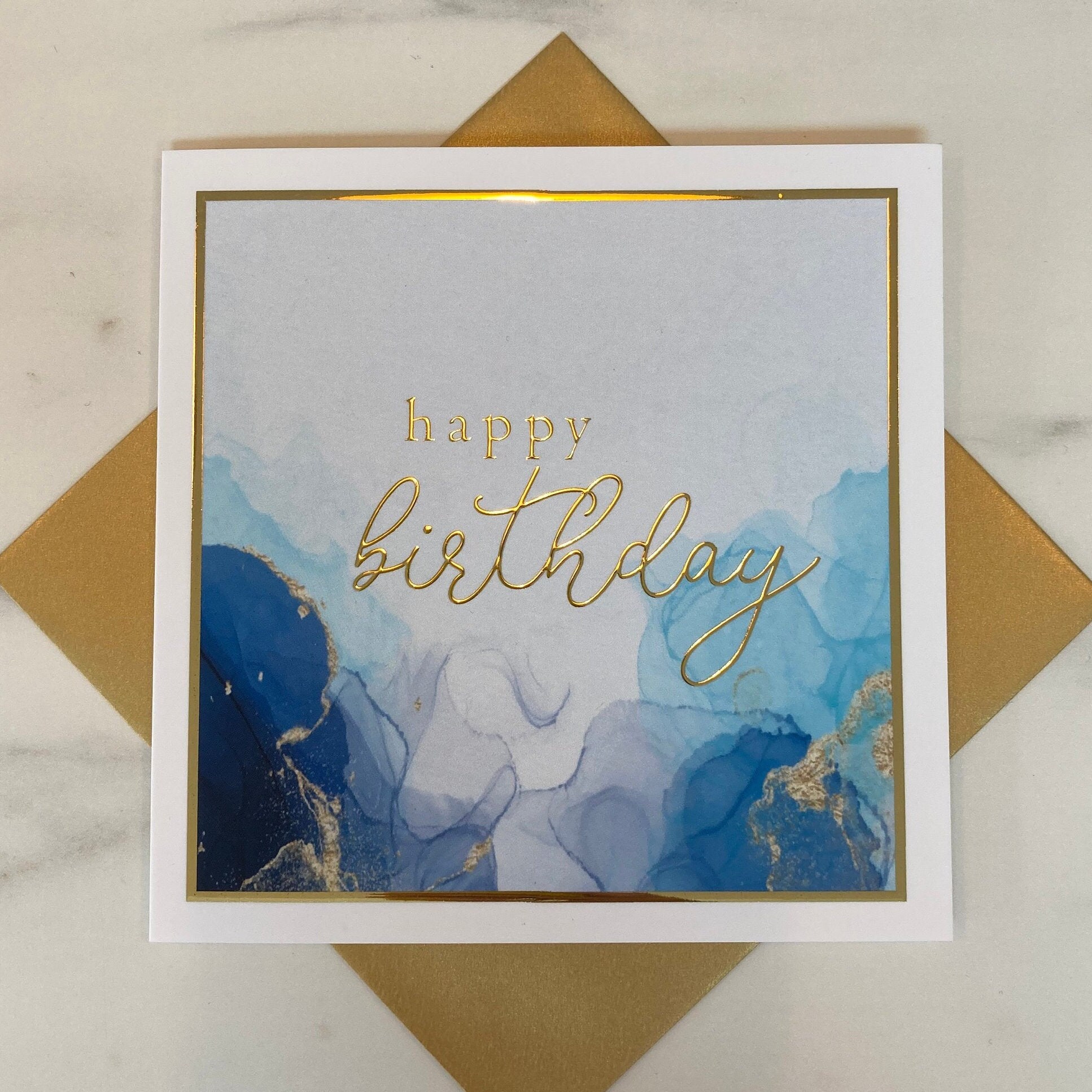 Happy Birthday Blue Card - Etsy