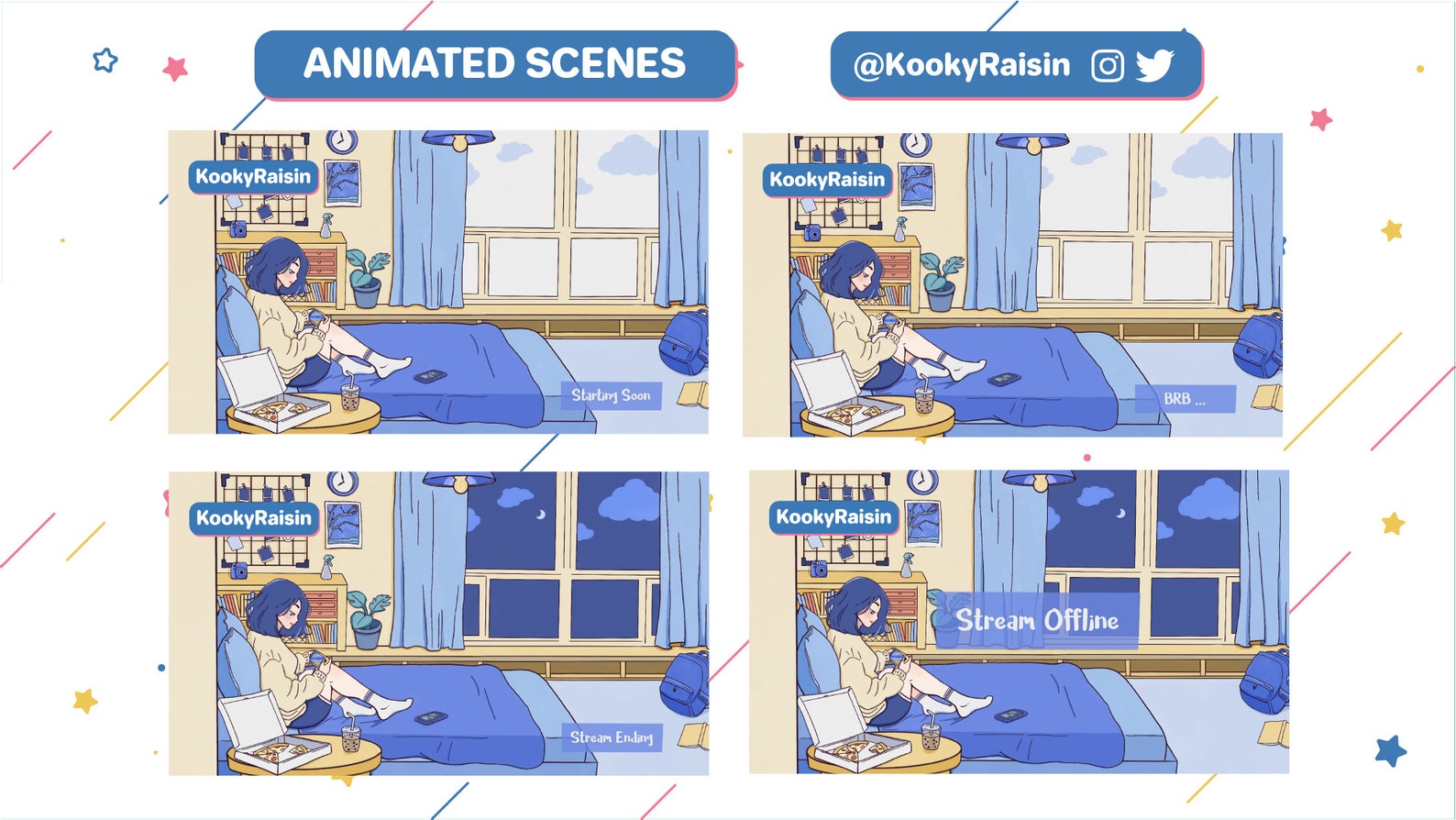 Animated Stream Screens and Offline Banner | Cozy Room With Girl | Lofi ...
