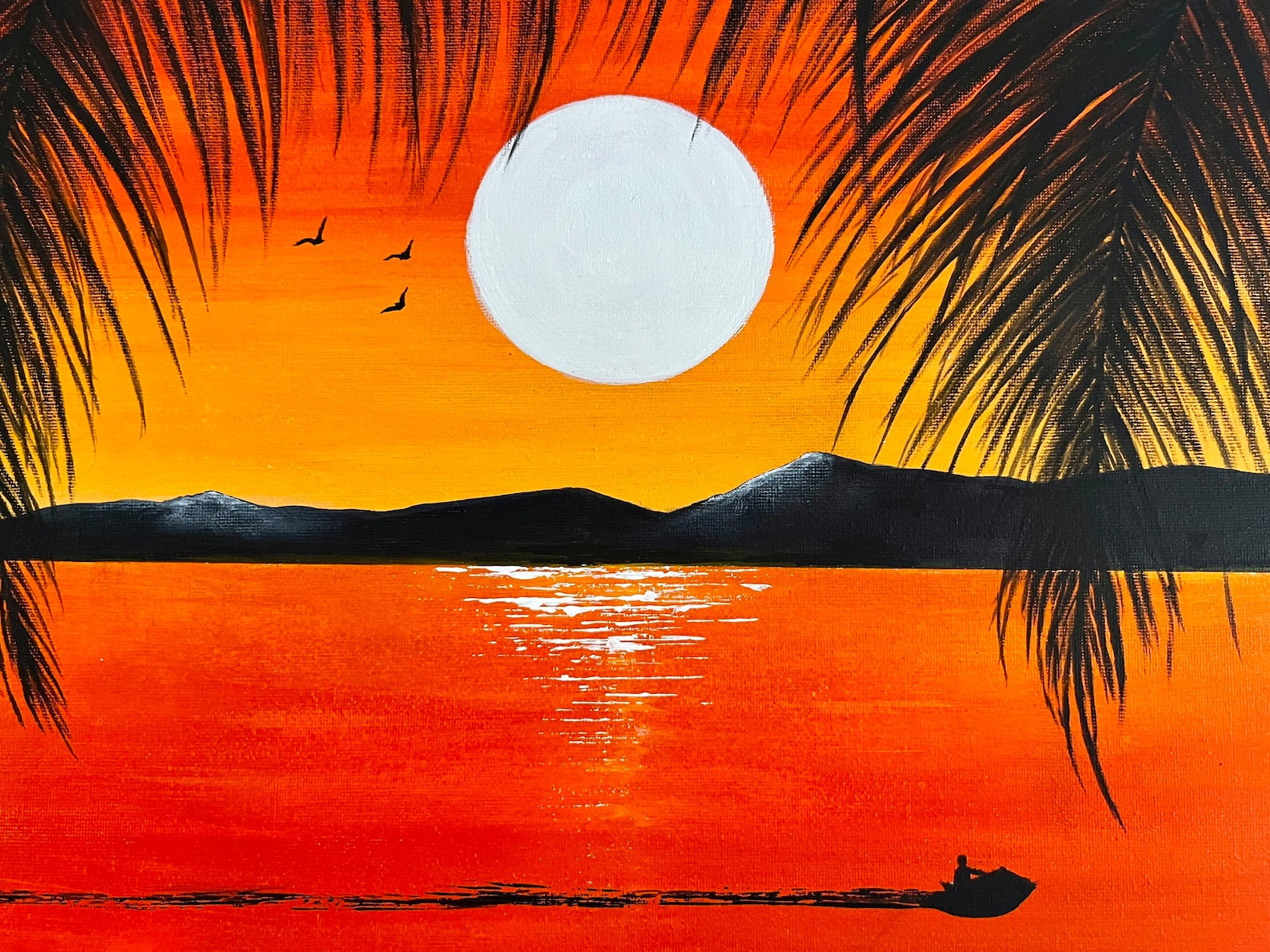 Palm Tree Sunset Painting - Etsy