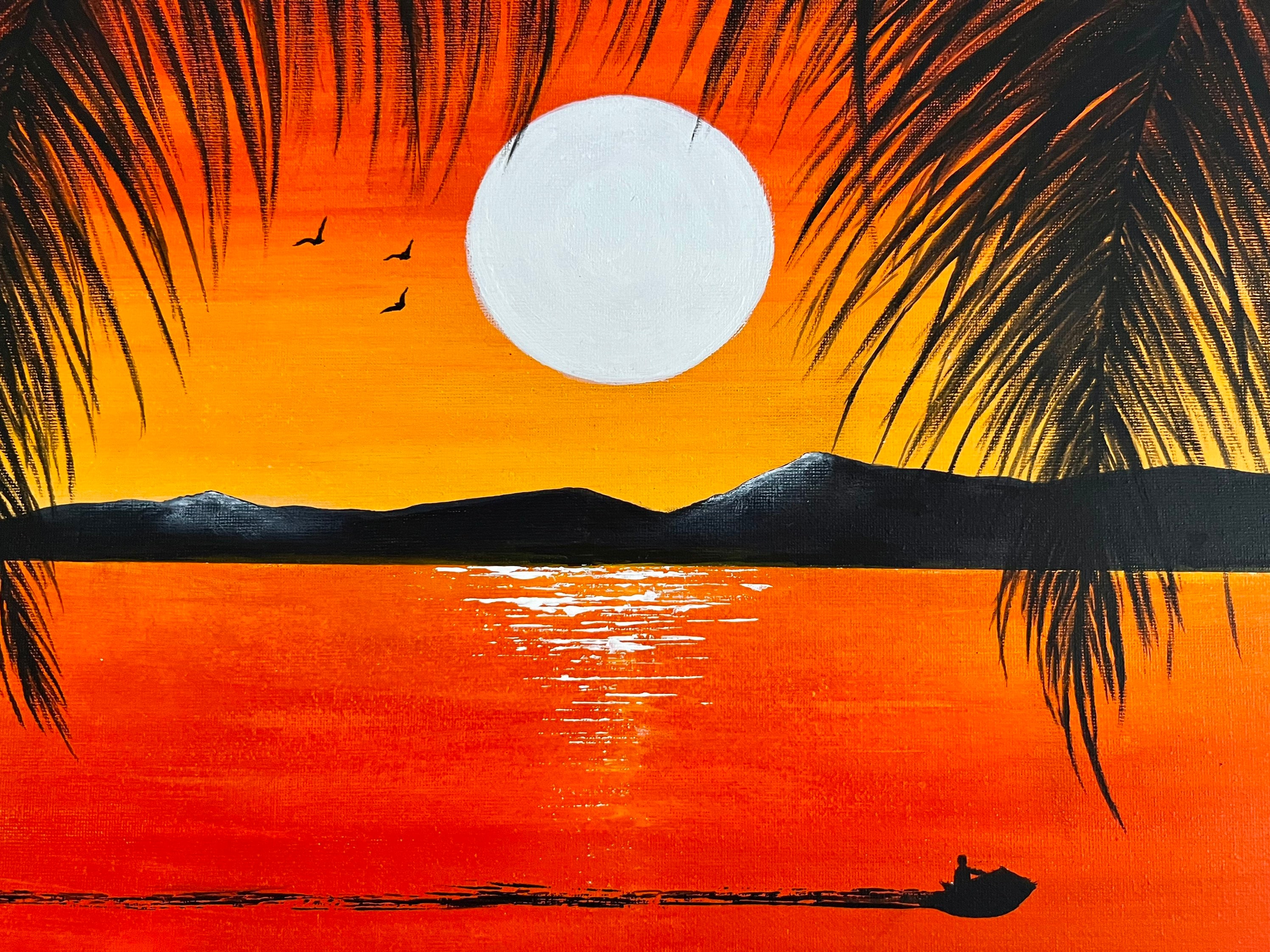 Palm Tree Sunset Painting - Etsy