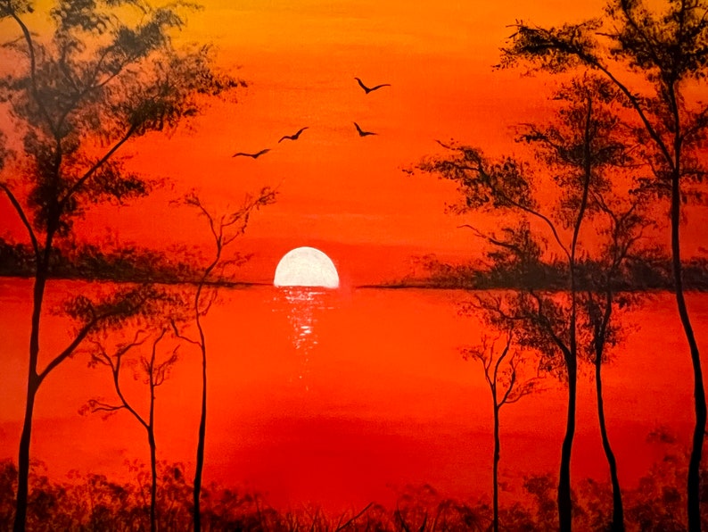 Sunset Landscape Painting - Etsy