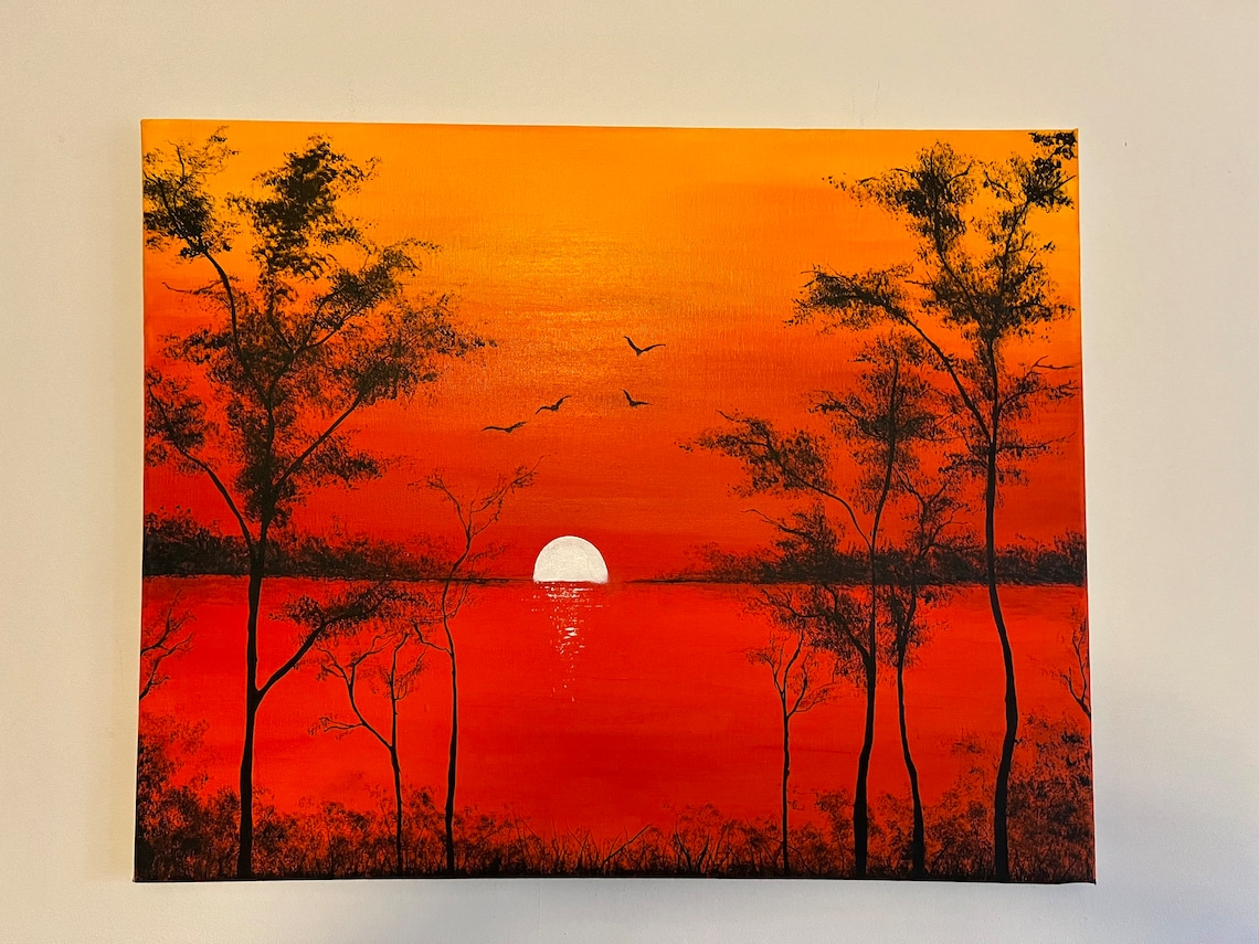 Sunset Landscape Painting - Etsy
