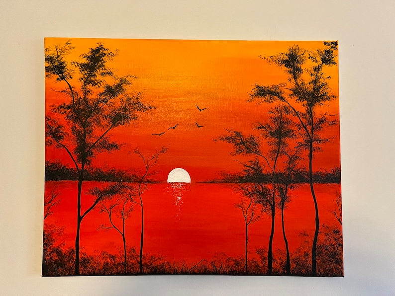 Sunset Landscape Painting - Etsy