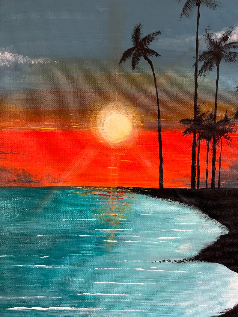 Palm Tree Sunset Acrylic Painting - Etsy