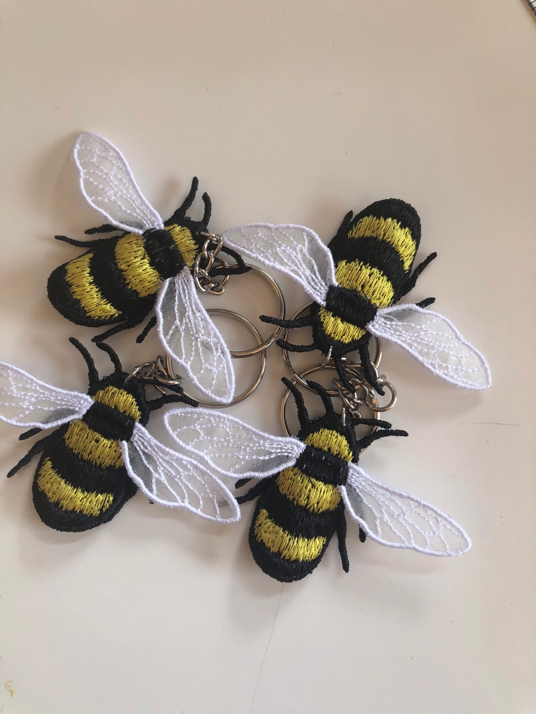 Embroidered Lace Bee Keyring - Etsy