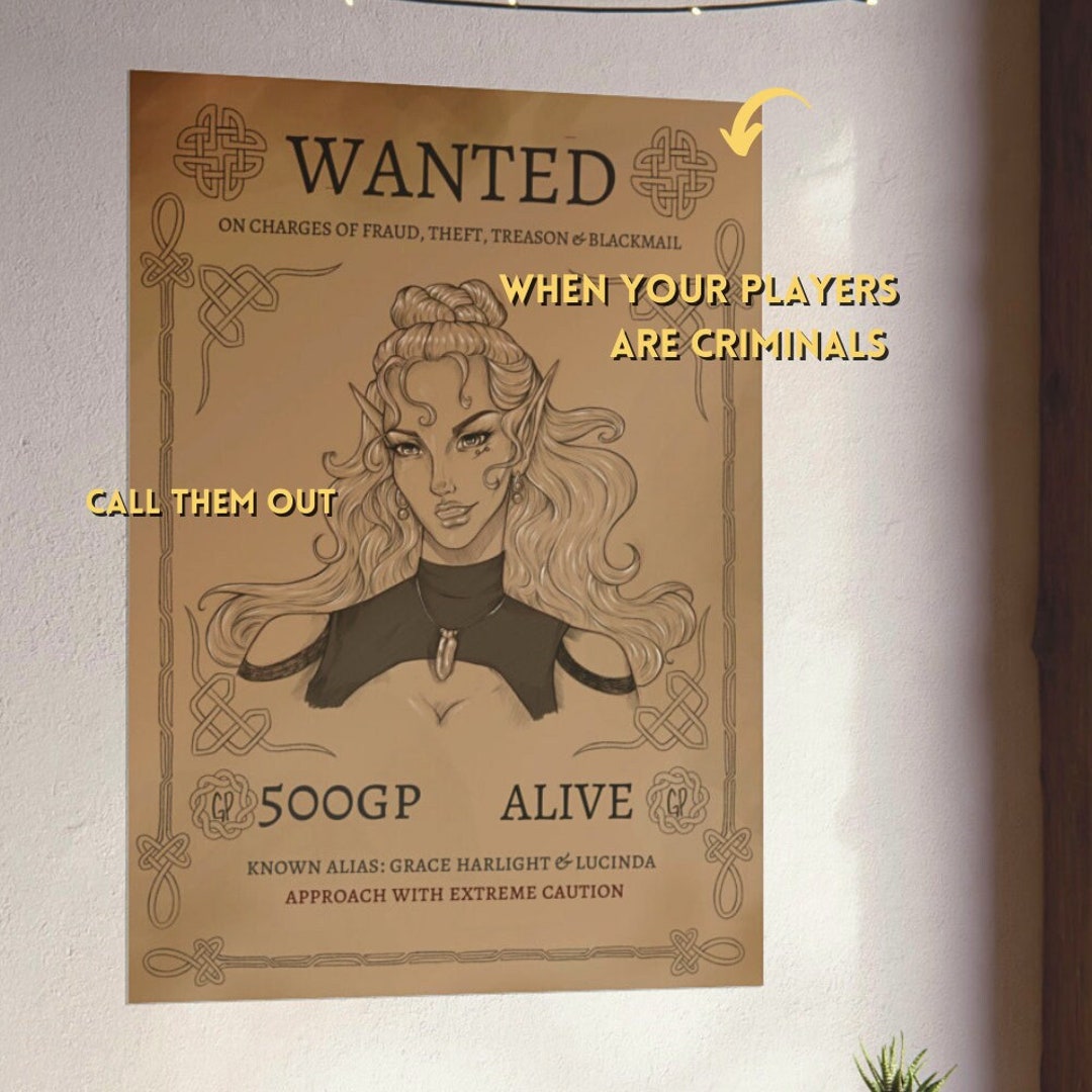Personalized Dnd Wanted Poster Holiday Gift | Custom Gift for Players ...