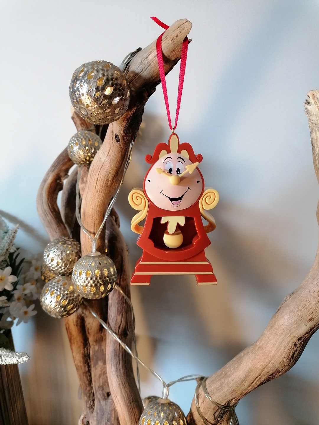 Disney Beauty and the Beast Cogsworth Christmas Decoration Figure ...