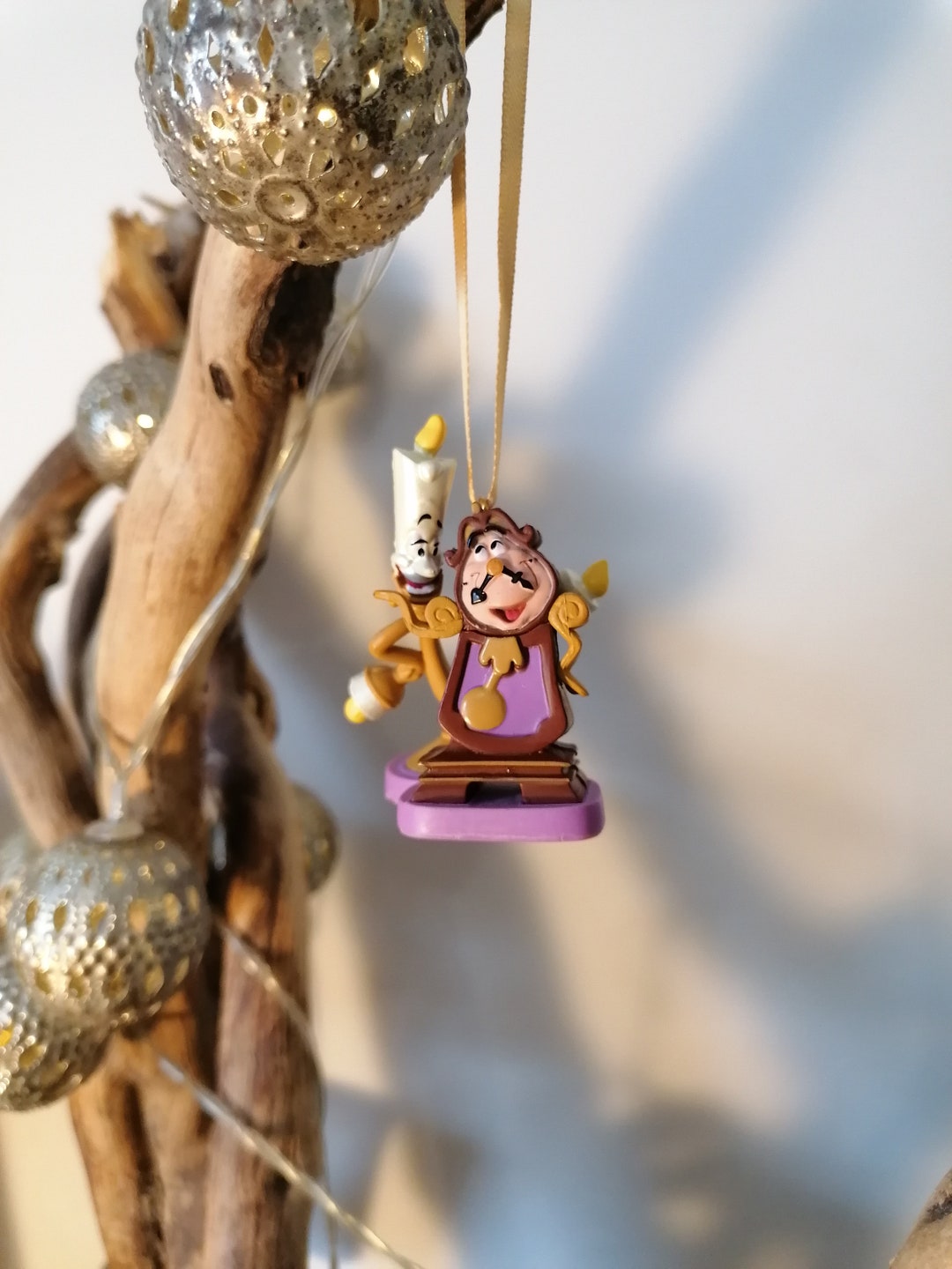 Disney Beauty and the Beast Cogsworth Christmas Decoration Figure ...