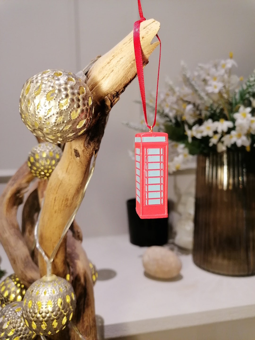 Tourist Attractions London Red Phone Box Christmas Decoration Figure ...