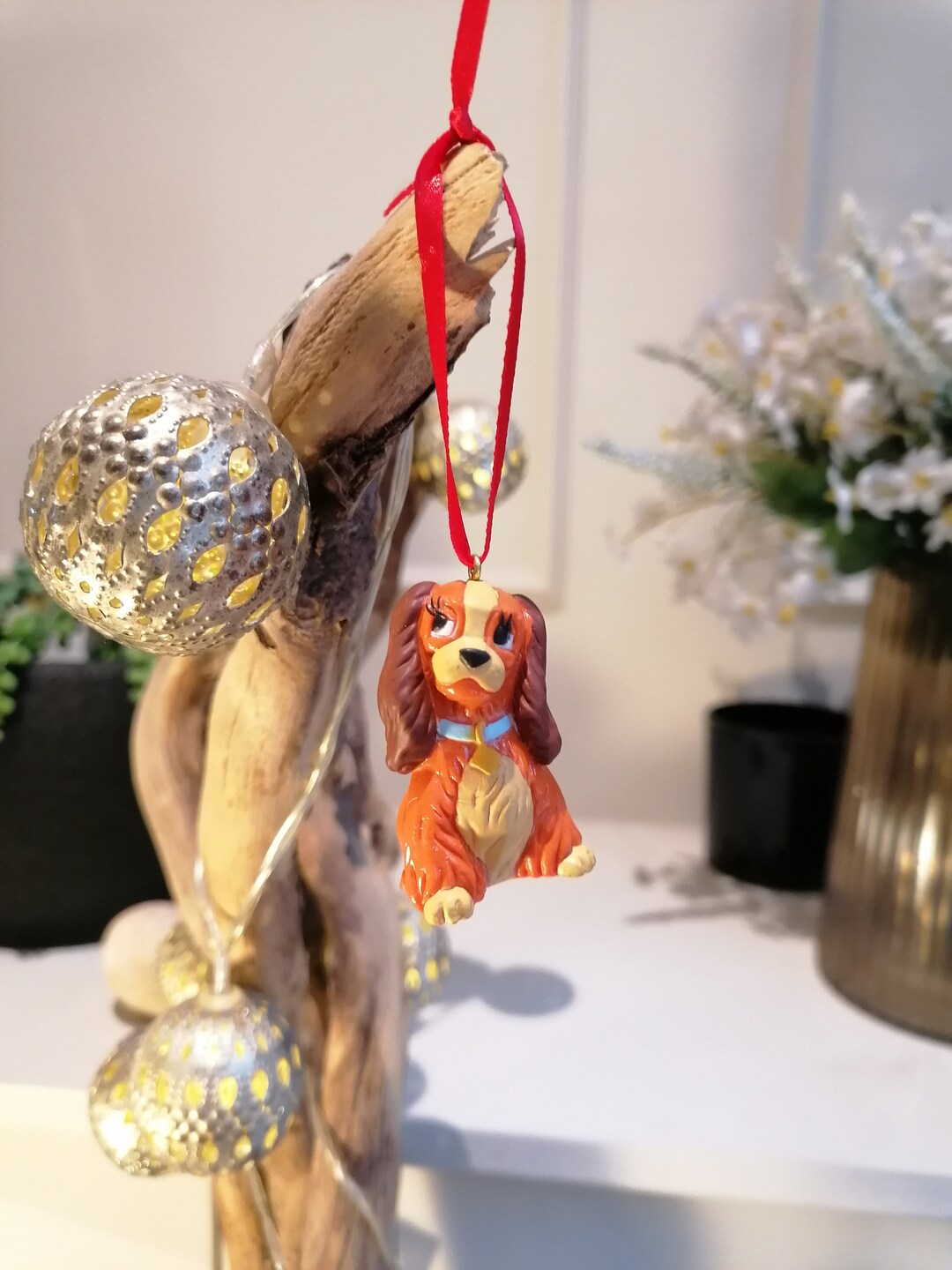 Disney Lady and the Tramp Christmas Decoration Figure, Hanging Ornament Bauble, Disney Christmas ...