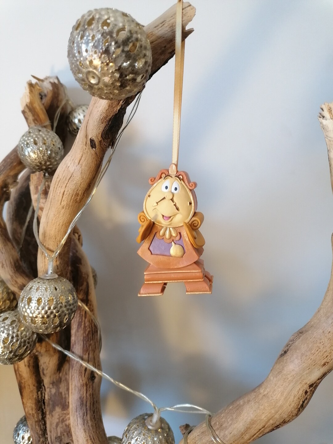 Disney Beauty and the Beast Cogsworth Christmas Decoration Figure ...