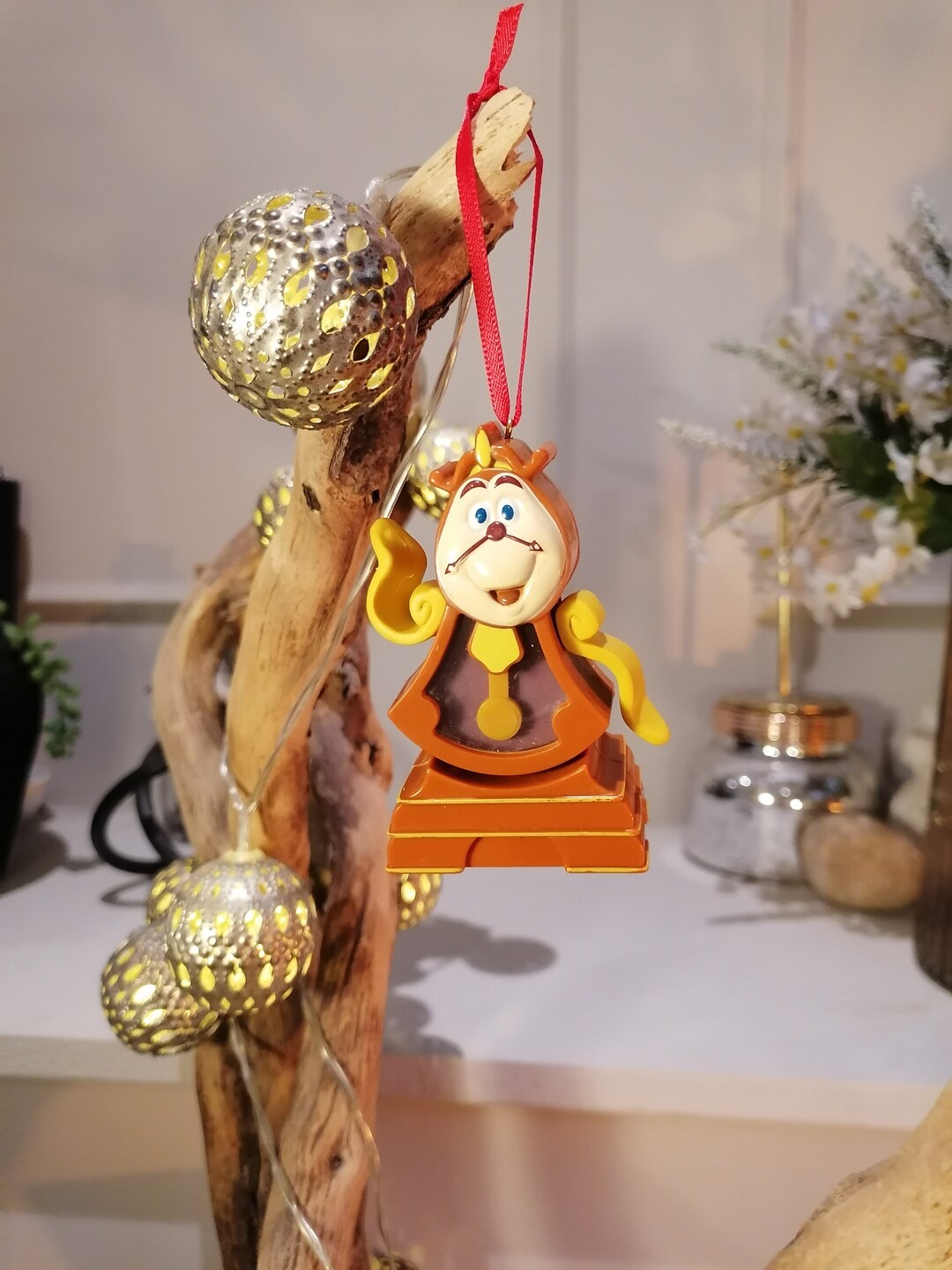 Disney Beauty and the Beast Cogsworth Christmas Decoration Figure ...