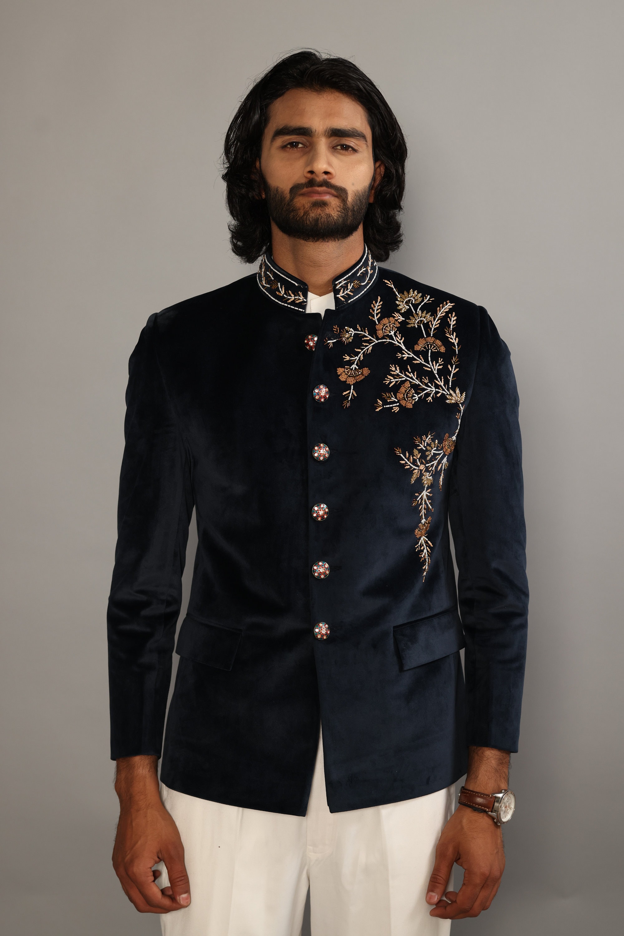 Hand Embroidered Floral Pattern Jodhpuri Bandhgala Jacket With - Etsy