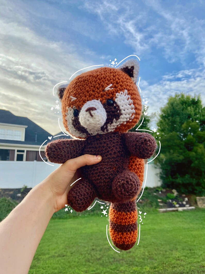 Large Huggable Red Panda Crochet Amigurumi Plush Stuffed Animal Kawaii ...