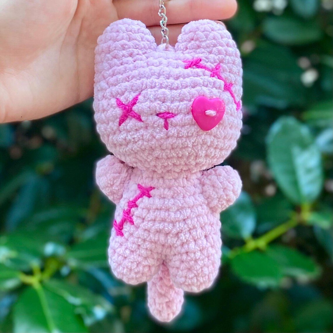 Creepy Cute Undead Cat Keychain Goth Halloween Crochet Stuffed Animal ...