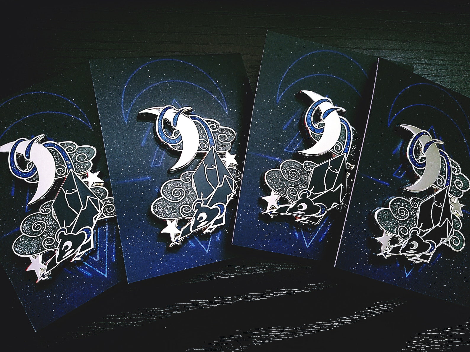 Rat - Mouse - Moon - Stars - Hard Enamel Pin - Constelation Pin - Blue ...