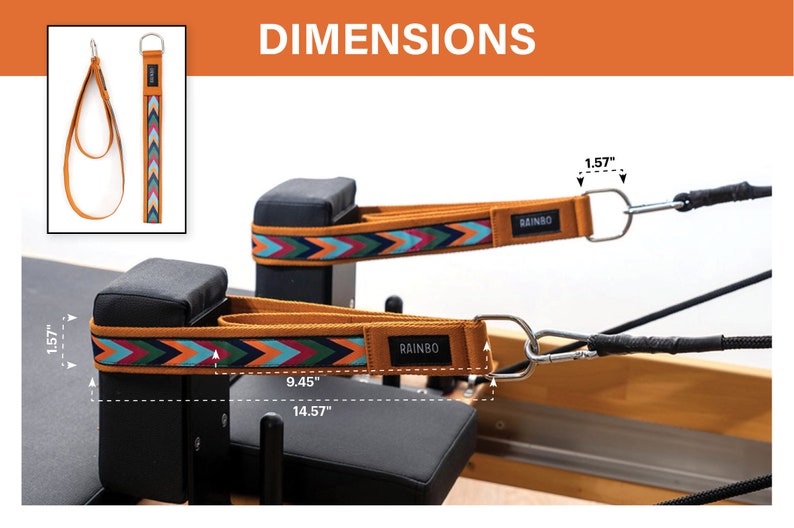 Pilates Reformer Double Loops Set, Ginger Color Patterned Straps, Gifts ...