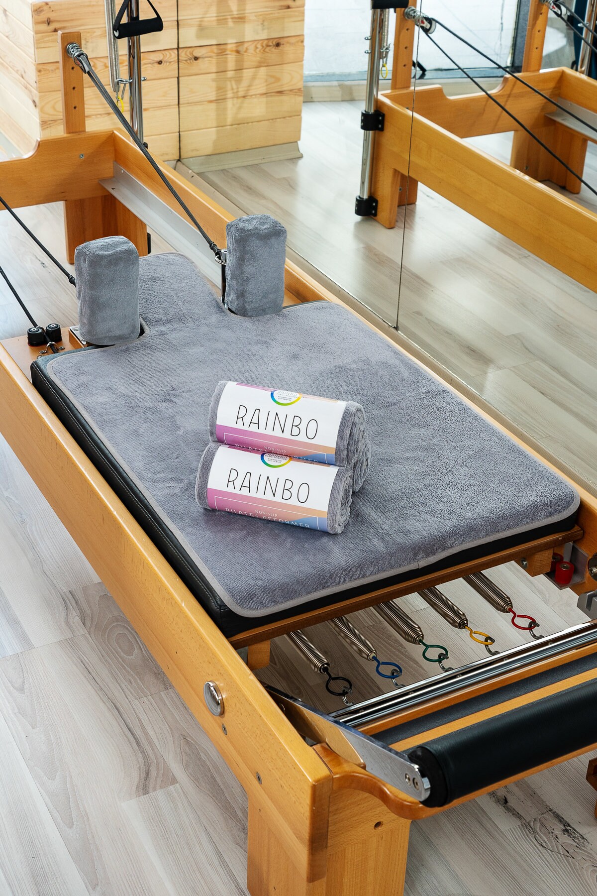 Pilates Reformer Mat Towel, Light Beige Non-slip, With Shoulder Block ...