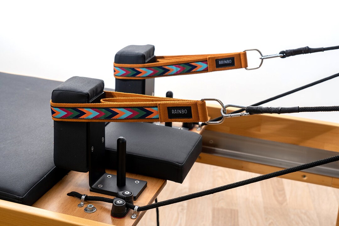 Pilates Reformer Double Loops Set, Ginger Color Patterned Straps, Gifts ...