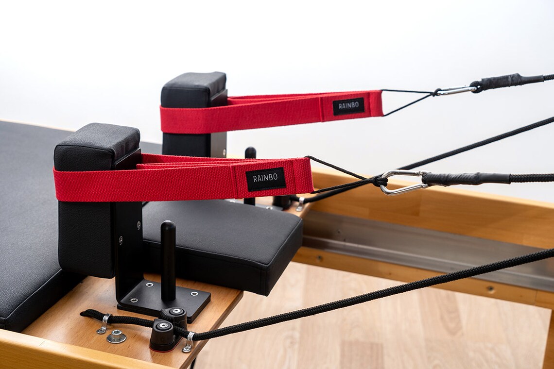 Pilates Double Loops Set Neon Red Color, Reformer Straps, Print Pilates ...