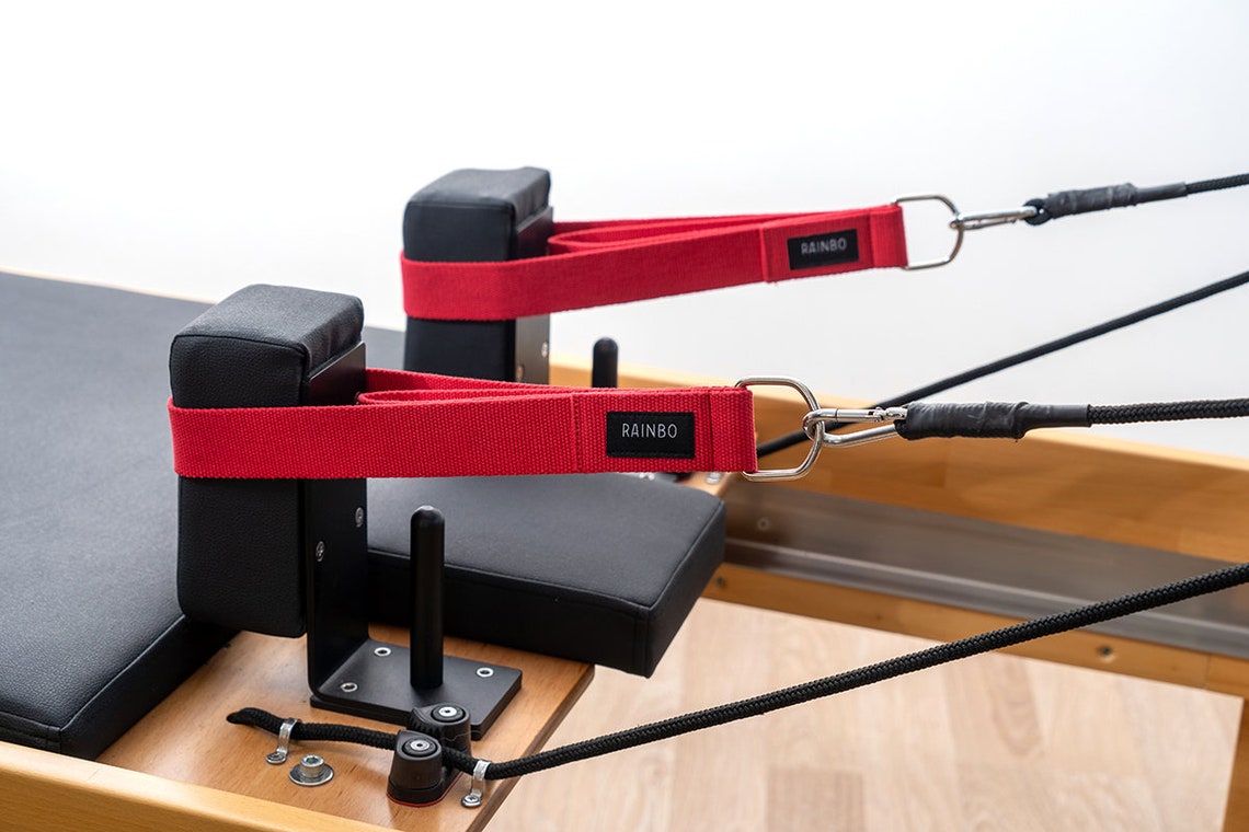 Pilates Double Loops Set Neon Red Color, Reformer Straps, Print Pilates ...