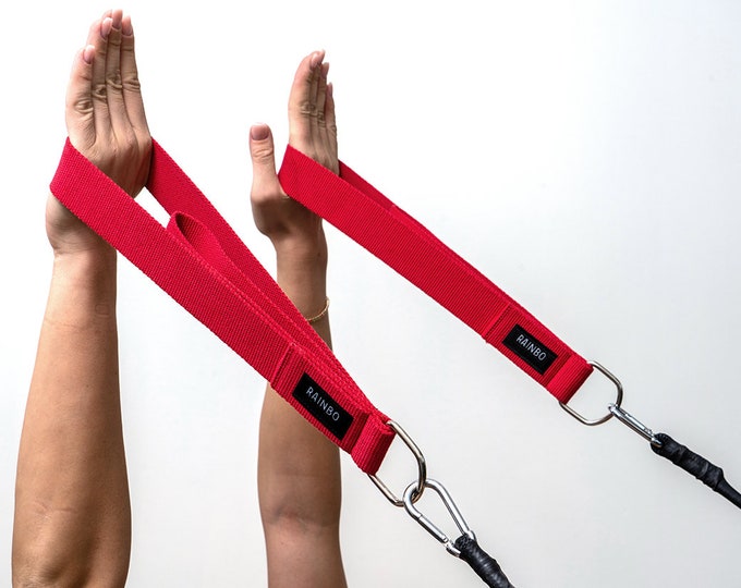 Pilates Double Loops Set Neon Red Color, Reformer Straps, Print Pilates ...