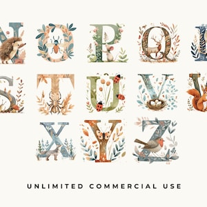 Woodland Alphabet Clipart - Cute Animal Letters | Woodland Animals ...